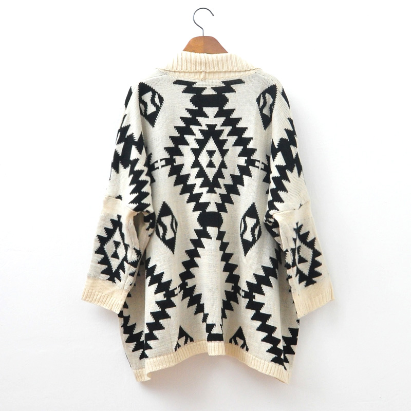 Geometric Patterns Joker Sweater Coat / D43 on Luulla
